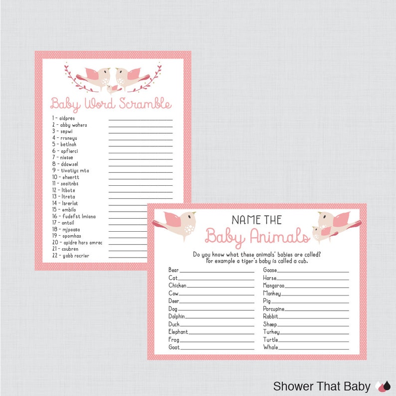 Bird Baby Shower Games Package Seven Printable Games: Bingo | Etsy