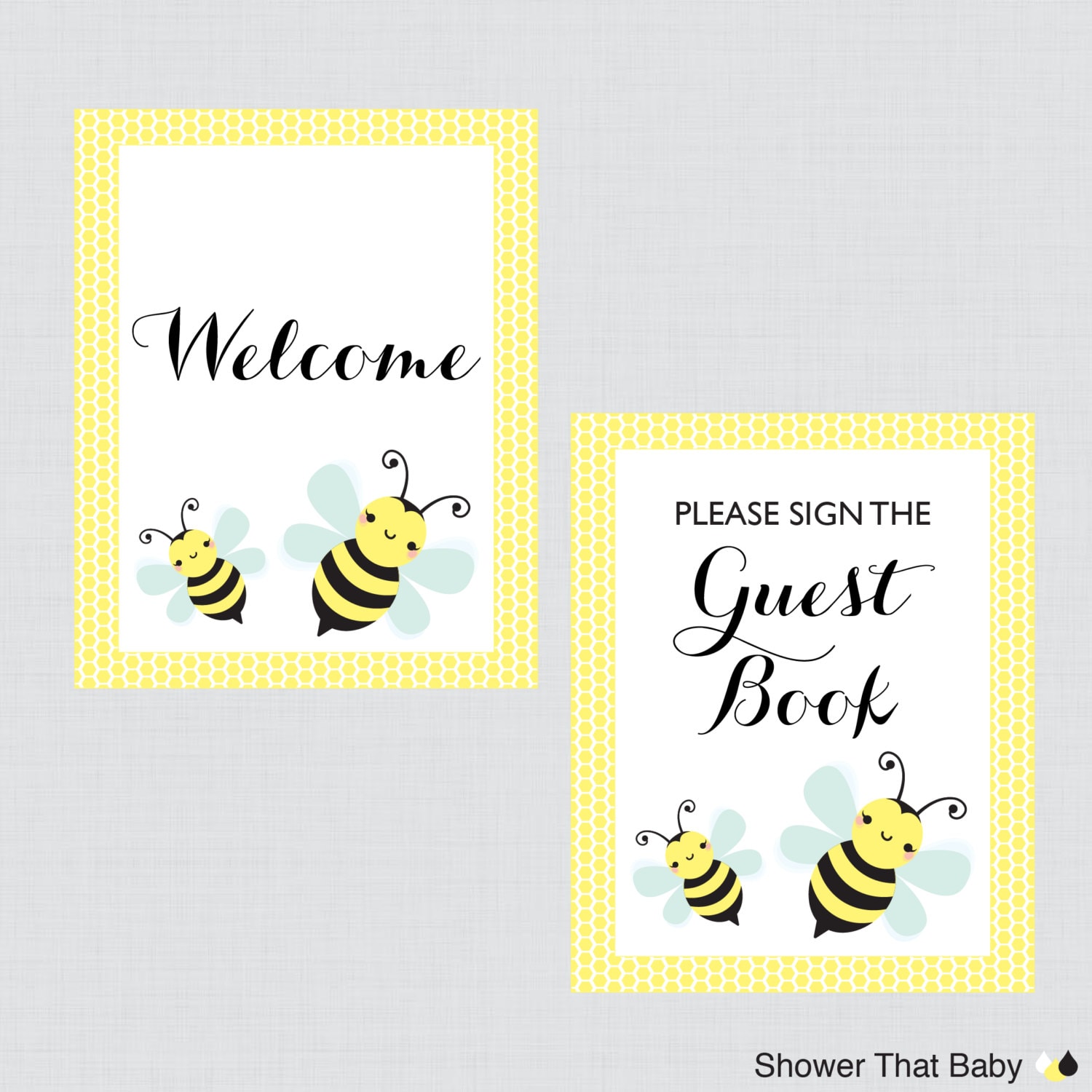 Printable Bumble Bee Baby Shower Table Signs SEVEN Signs | Etsy