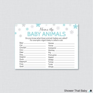Baby Animals Name Game Winter Baby Shower Printable Instant - Etsy