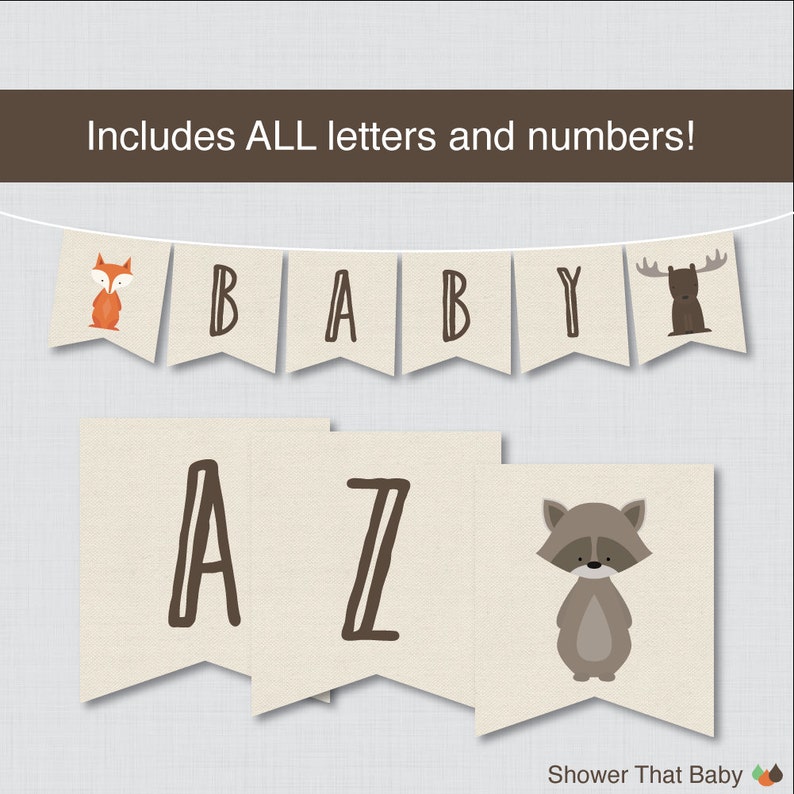 Woodland Flag Banner With ALL Letters - Printable Instant Download ...