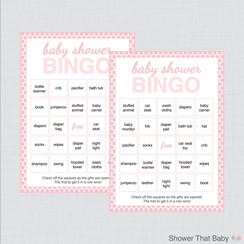 Light Pink Baby Shower Bingo Cards Blank Bingo Cards AND | Etsy