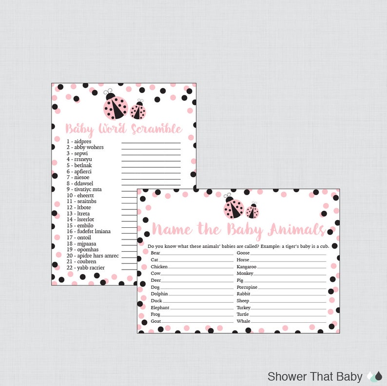 Ladybug Baby Shower Games Package - Seven Printable Games: Bingo, Price ...