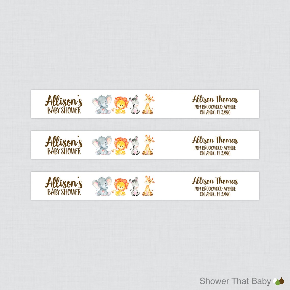 Safari Wraparound Return Address Labels Printed Safari Baby - Etsy
