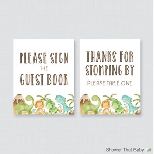 Printable Dinosaur Themed Baby Shower Table Signs SIX Signs Welcome ...