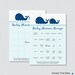 Whale Baby Shower Games Package - Seven Printable Games: Bingo, Price ...