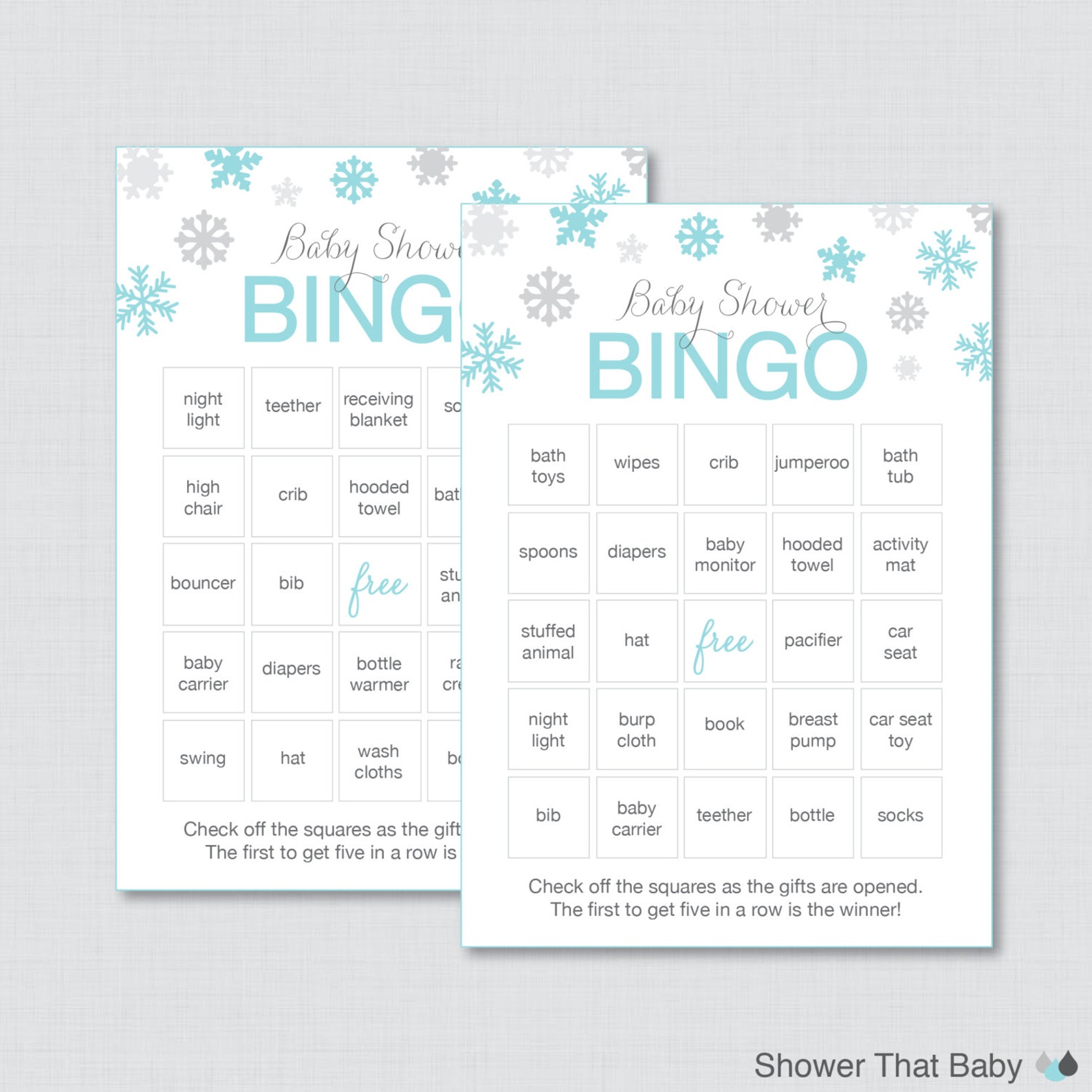 Winter Baby Shower Bingo Cards Printable Prefilled Bingo | Etsy
