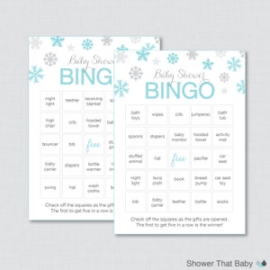 Winter Baby Shower Bingo Cards Printable - Prefilled Bingo Cards AND ...