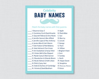 Celebrity Baby Shower Game Printable Blue Watercolor | Etsy