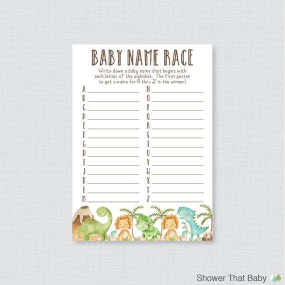 Dinosaur Themed Baby Shower Baby Name Game Dino Baby Name | Etsy
