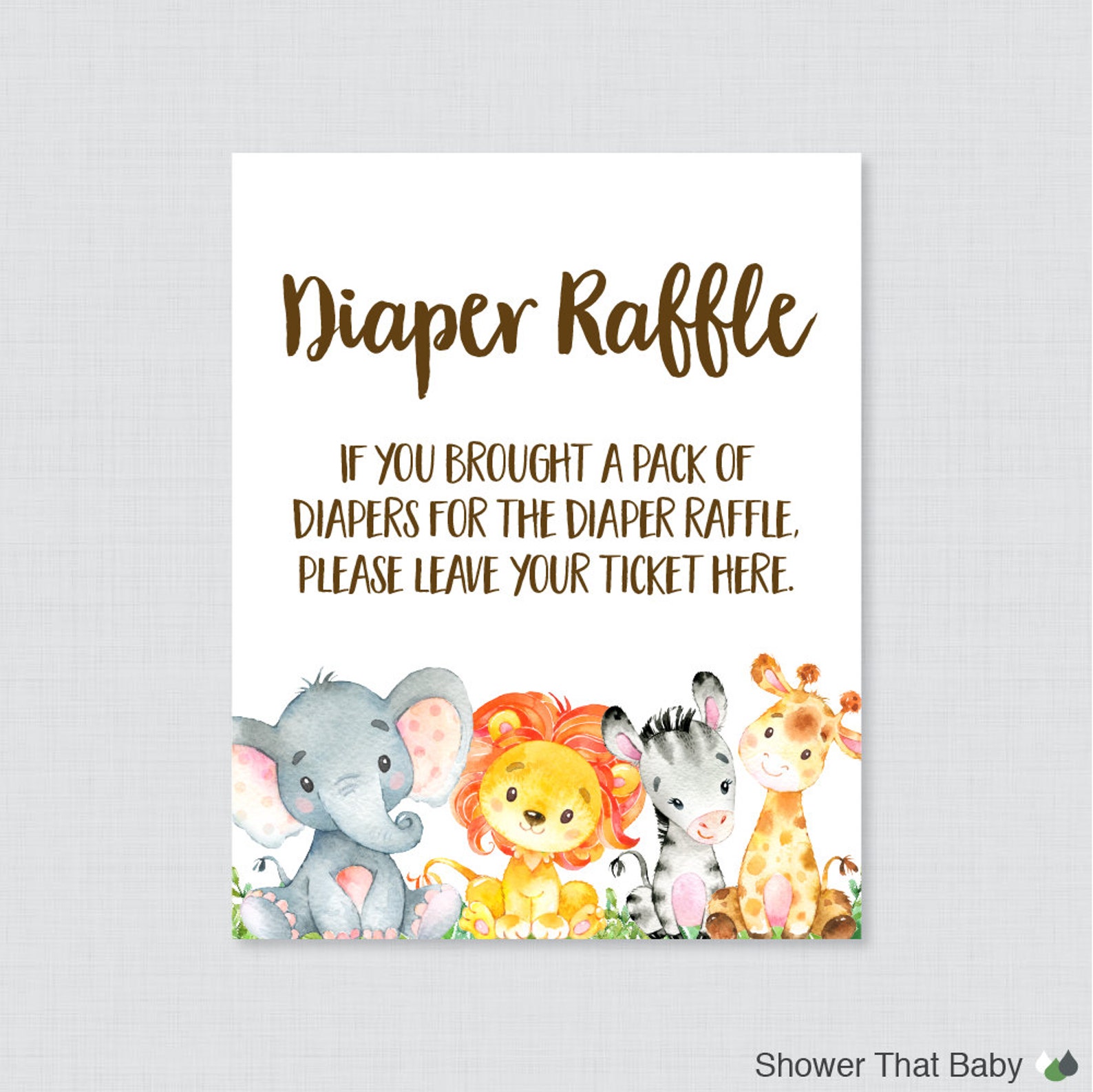 Safari Baby Shower Diaper Raffle Tickets and Diaper Raffle | Etsy