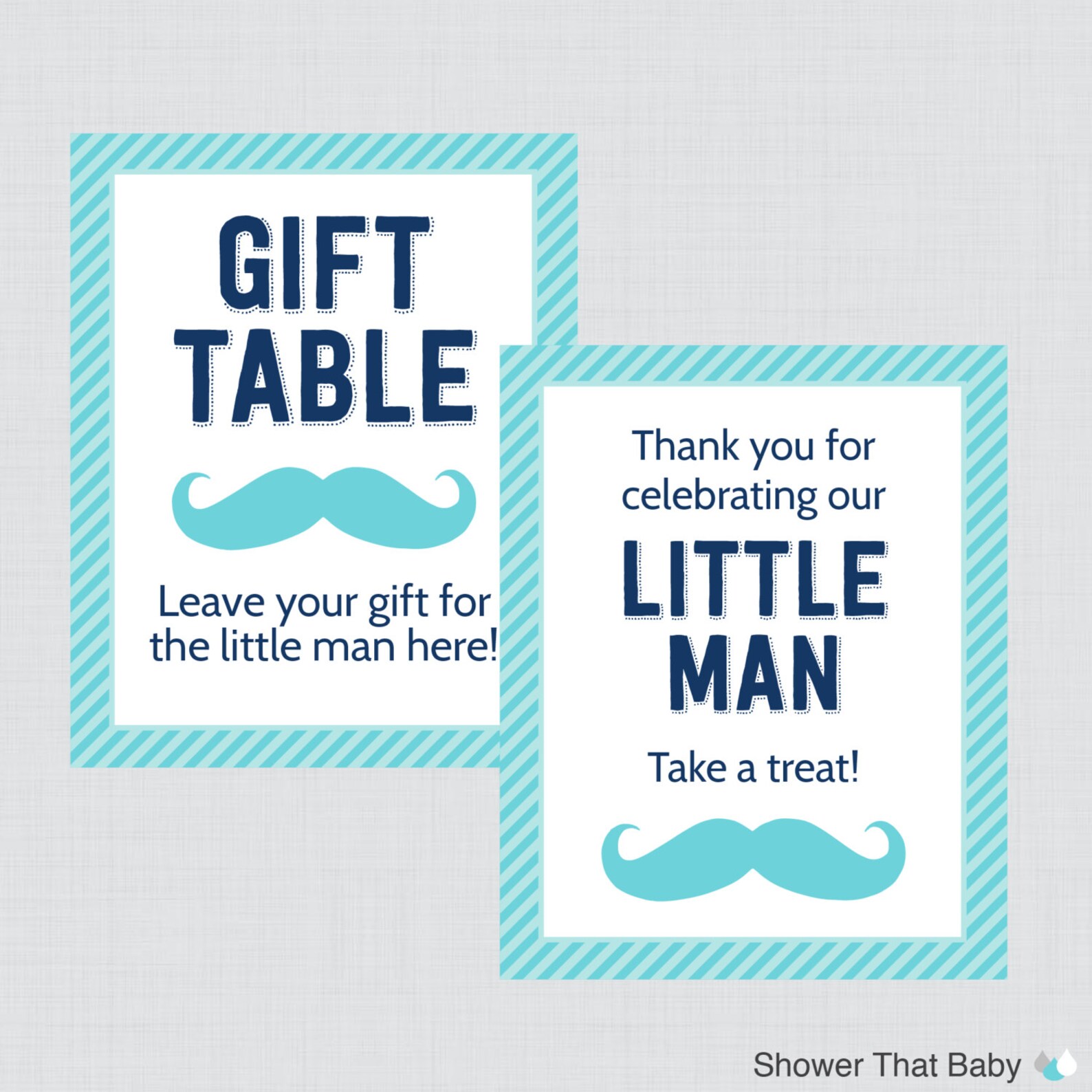 Printable Mustache Baby Shower Table Signs EIGHT Signs - Etsy