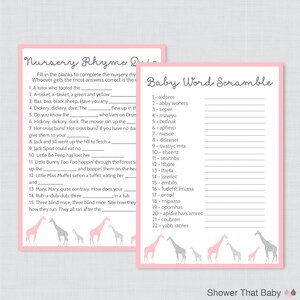 Giraffe Baby Shower Games Package in Pink and Gray Seven - Etsy