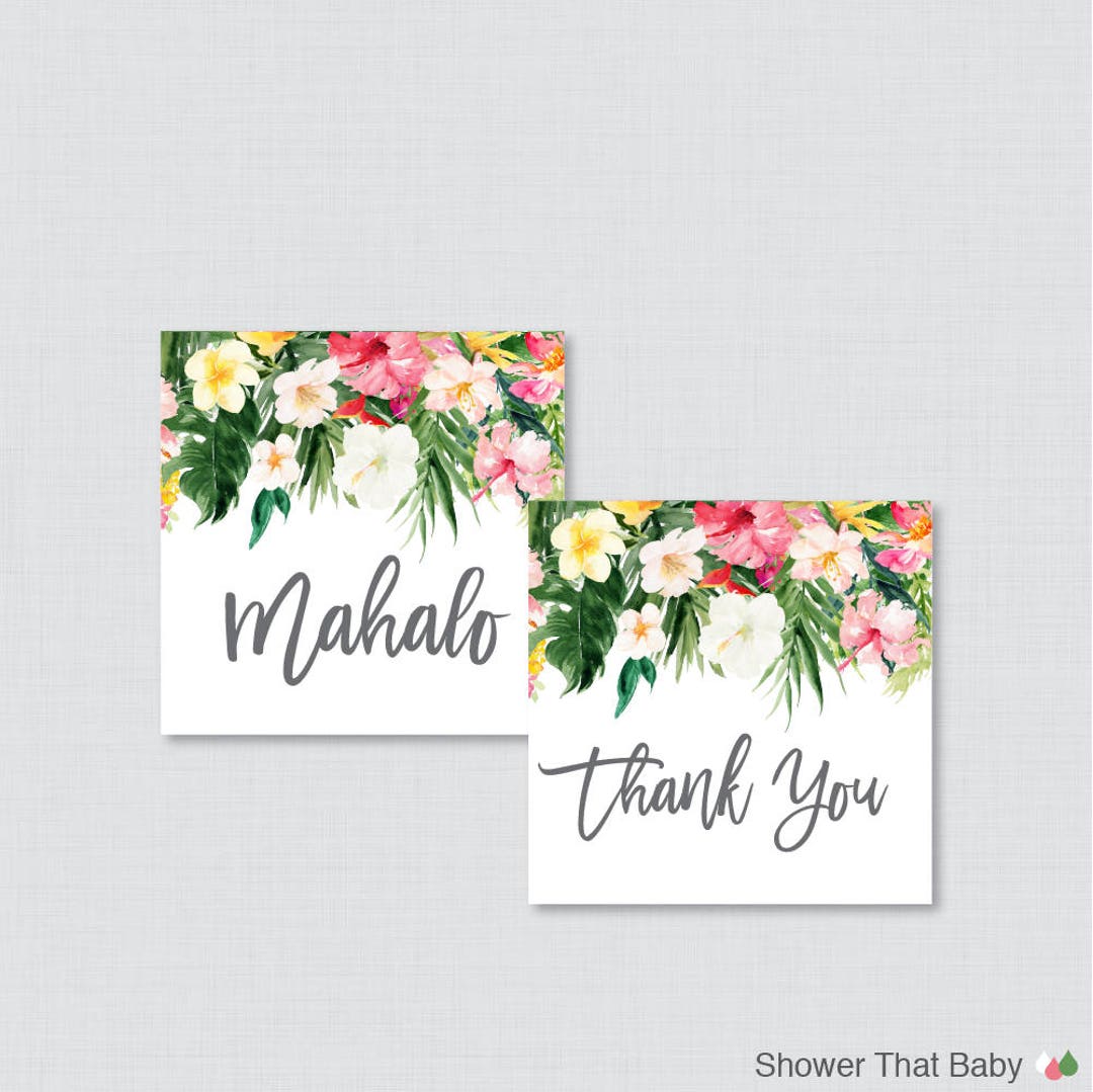 Tropical Baby Shower Printable Favor Tag - Thank You OR Mahalo ...
