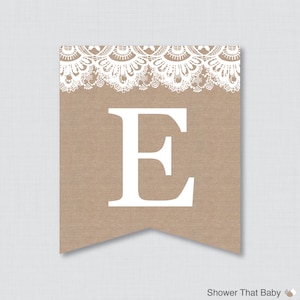 Burlap and Lace Banner With ALL Letters - Printable Instant Download ...