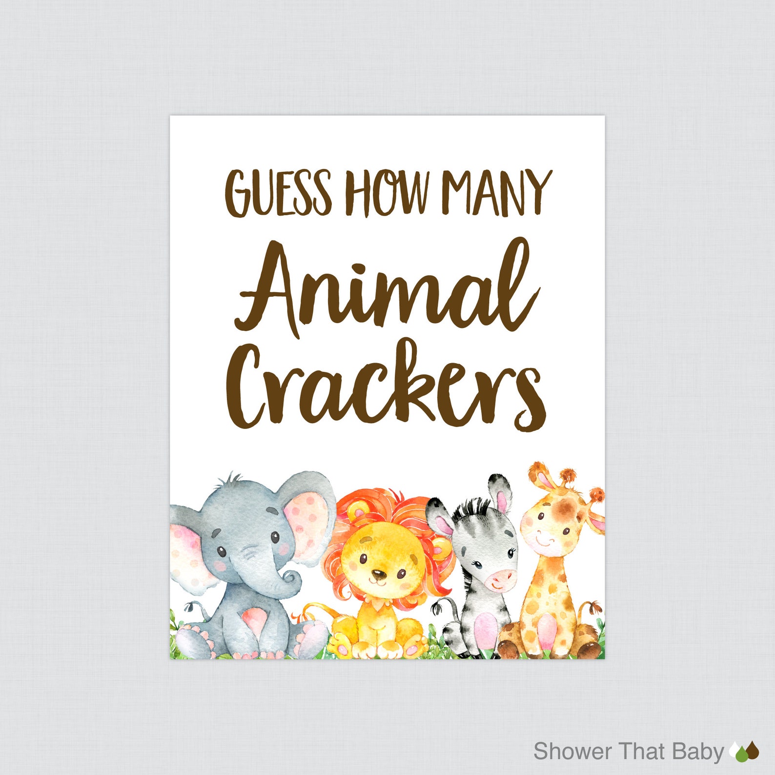 Safari Baby Shower Animal Cracker Game Printable Guess How - Etsy