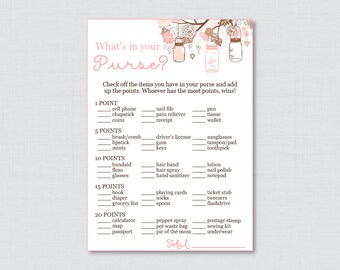 Pink Baby Girl Shower Game: What's in Your Purse - Etsy