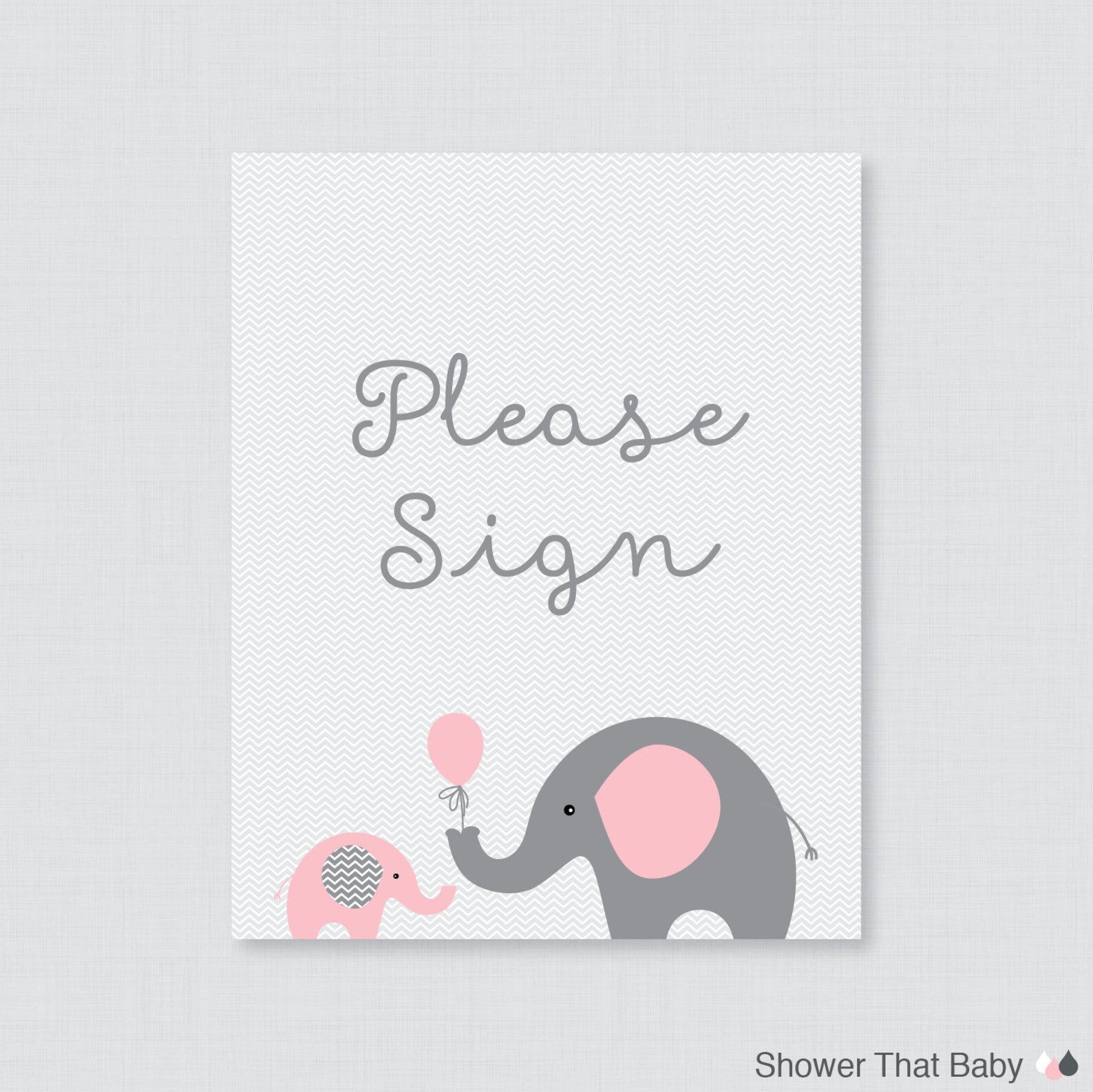 Pink Elephant Please Sign Sign Printable Instant Download | Etsy