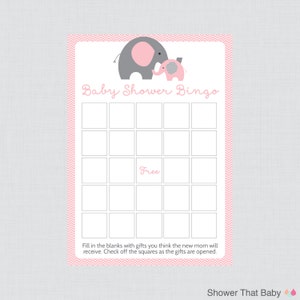 Elephant Baby Shower Bingo Cards - Prefilled Bingo Cards AND Blank ...