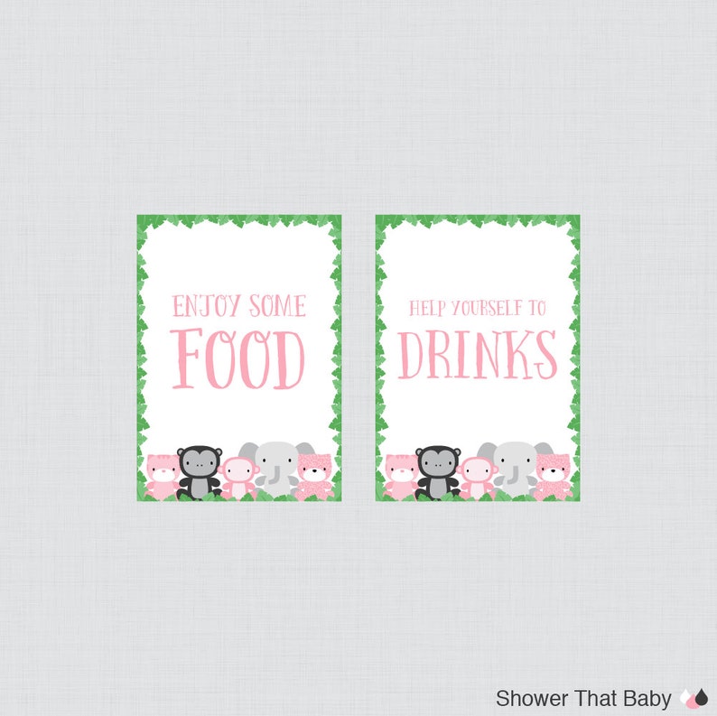 Printable Jungle Theme Baby Shower Table Signs SIX Signs - Etsy