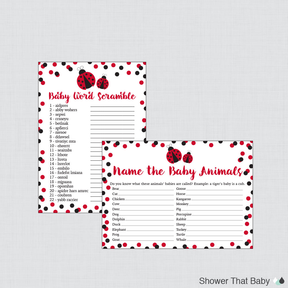 Ladybug Baby Shower Games Package Seven Printable Games: | Etsy