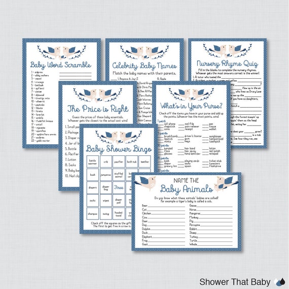 Bird Baby Shower Games Package Seven Printable Games: Bingo | Etsy