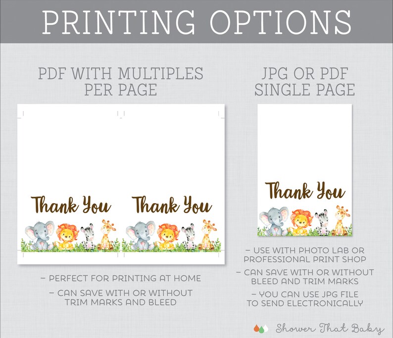 EDITABLE Safari Thank You Cards Printable Folded Thank You - Etsy