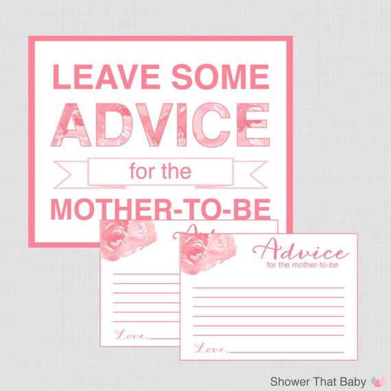 Baby Shower Advice Cards and Sign Printable Pink Girl Flowers | Etsy