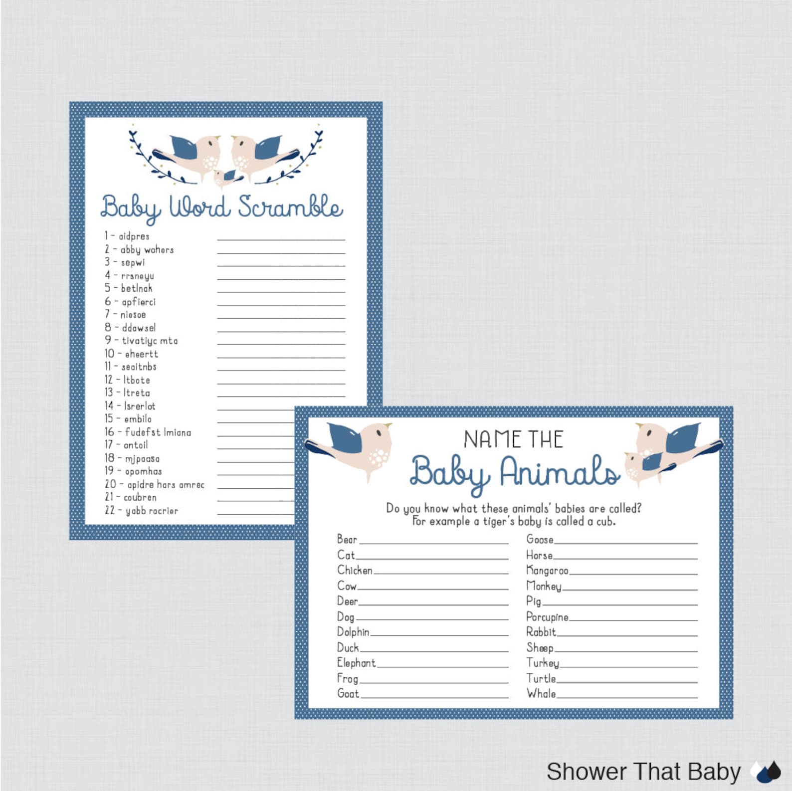 Bird Baby Shower Games Package Seven Printable Games: Bingo | Etsy