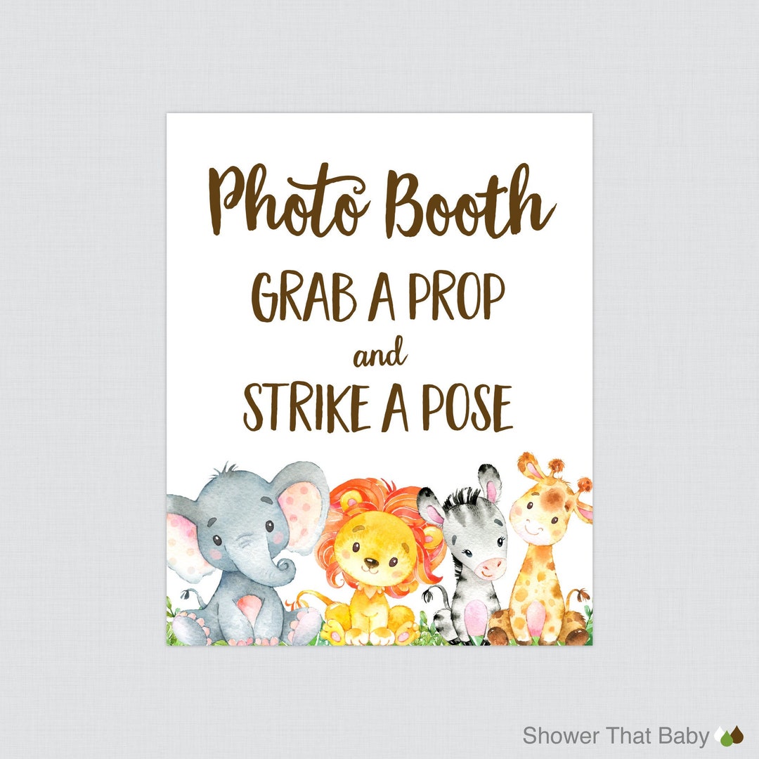 Safari Photo Booth Sign - Printable Instant Download - Safari Animal ...