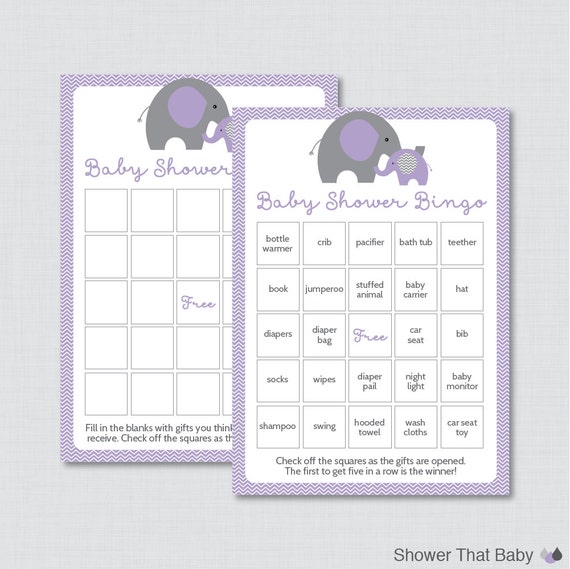 Elephant Baby Shower Bingo Cards Prefilled Bingo Cards AND | Etsy