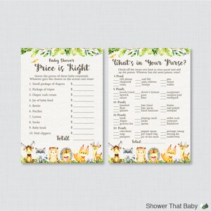 Woodland Animal Baby Shower Games Package Seven Printable | Etsy