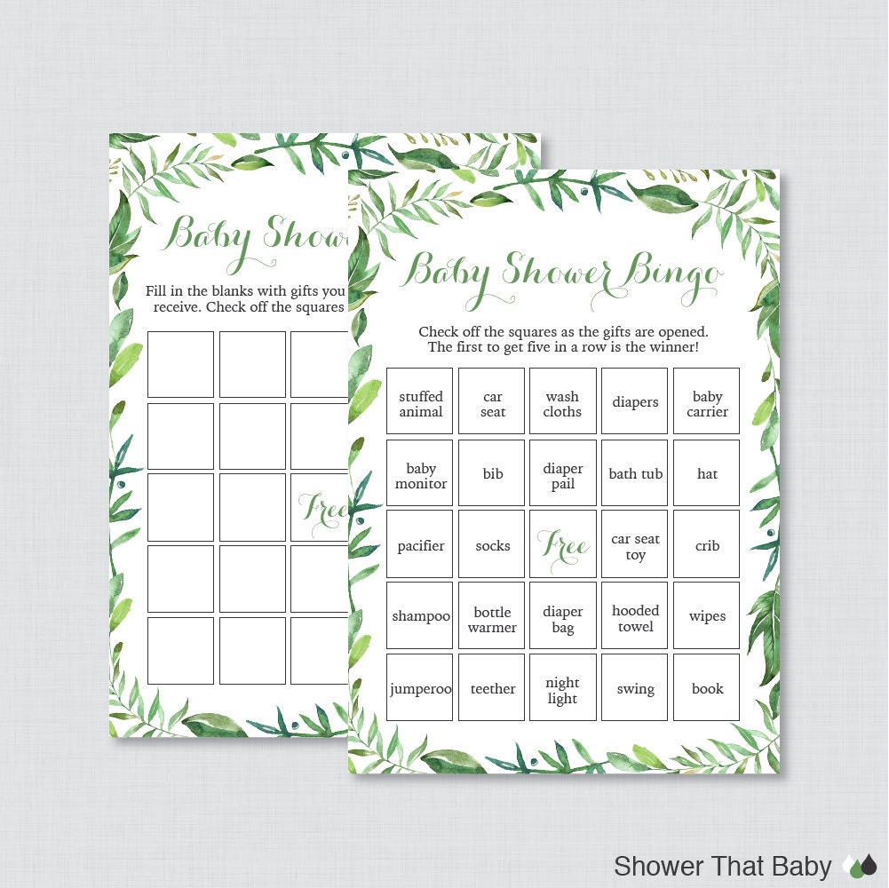 Green Baby Shower Games Package - Seven Printable Games: Bingo, Price ...