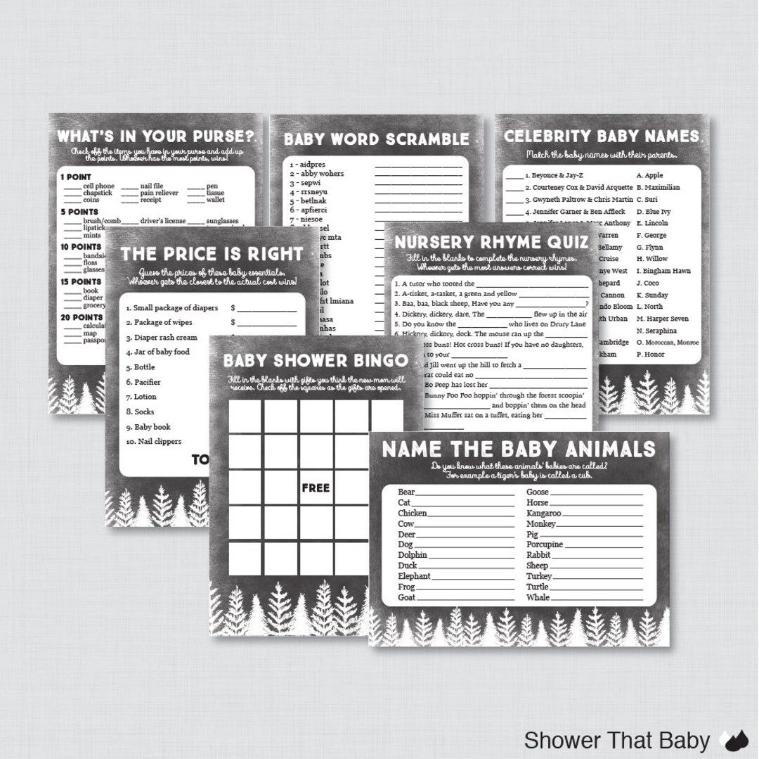 Winter Wonderland Baby Shower Games Package With Seven Printable Games ...