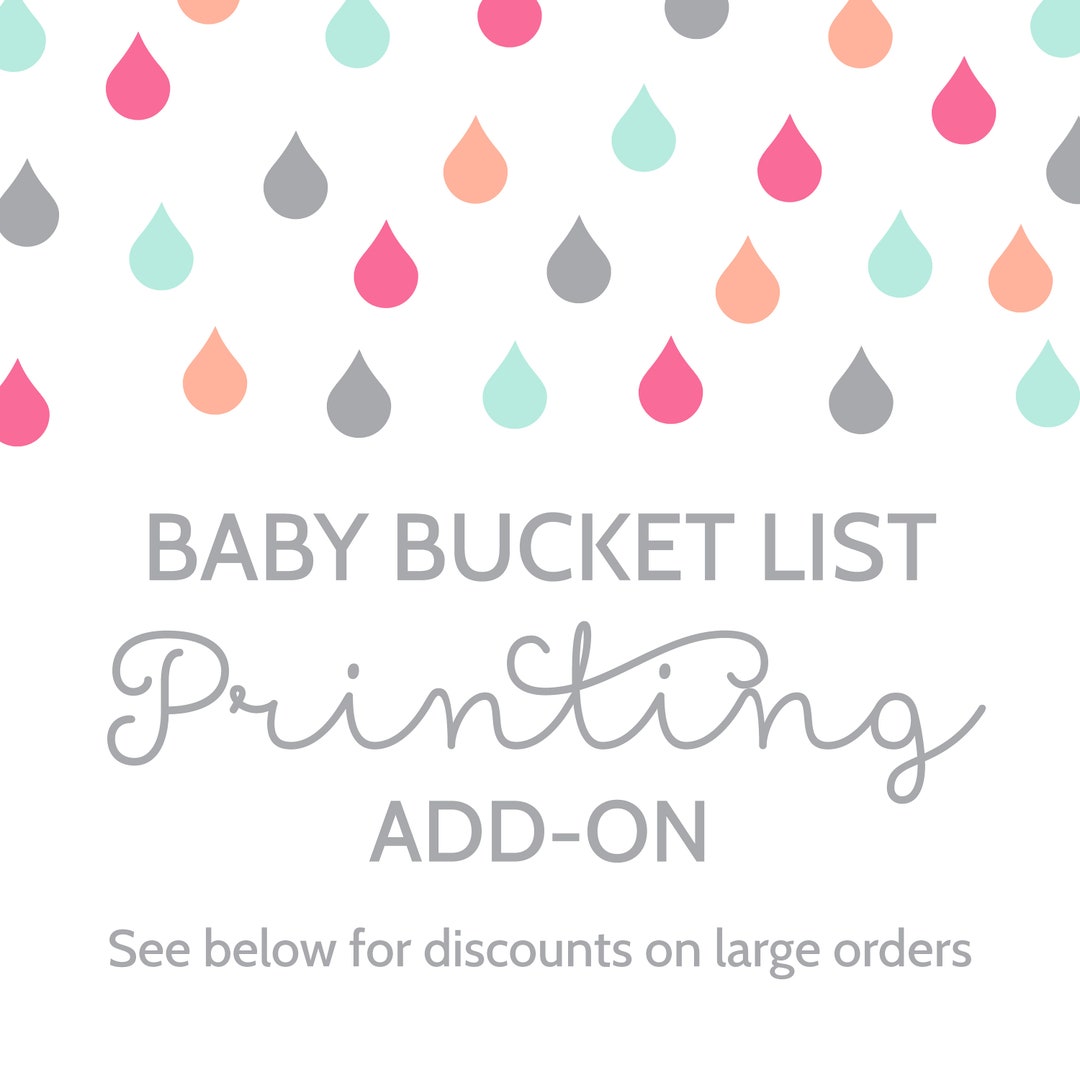 Printing Add-on for Baby Bucket List Cards and Sign - Etsy
