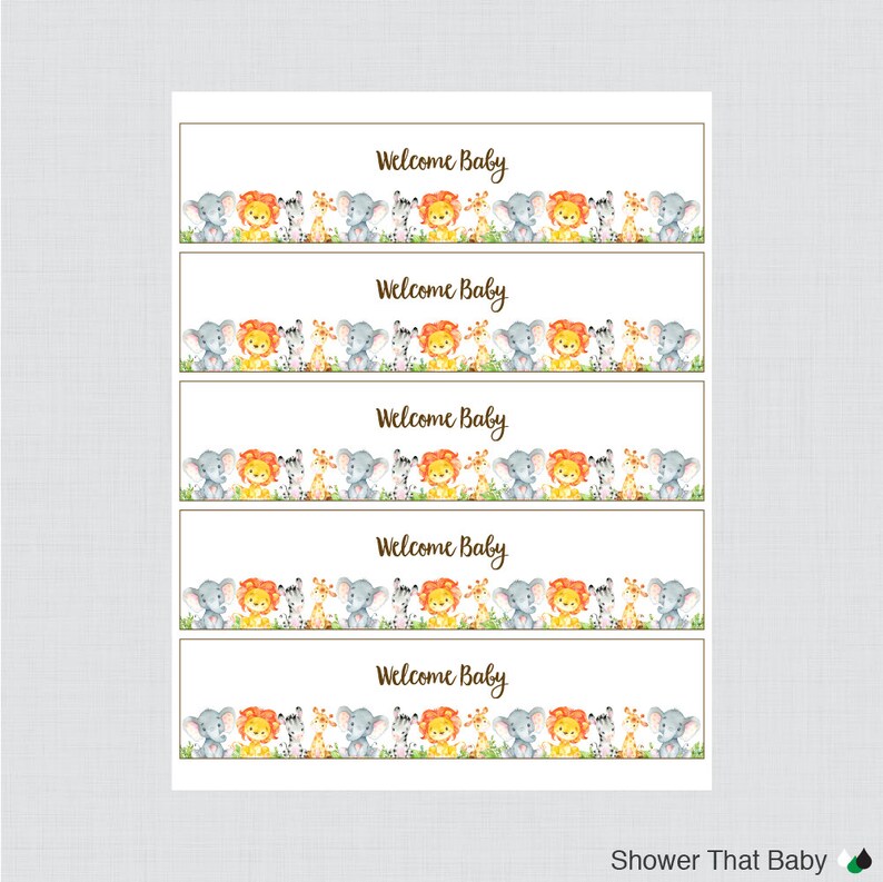 Printable Safari Theme Baby Shower Water Bottle Labels - Etsy
