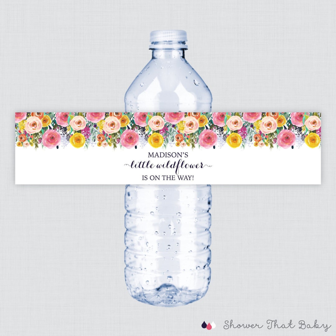 Printed OR Printable Flower Water Bottle Labels Colorful - Etsy