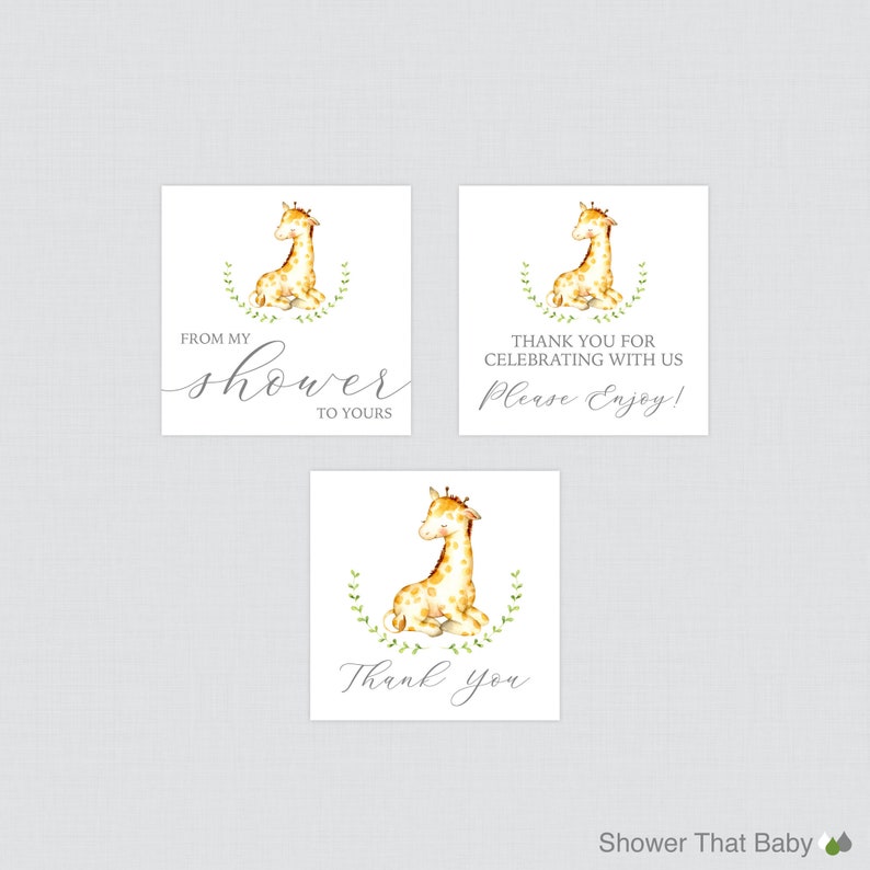 Watercolor Giraffe Favor Tag Printable Giraffe Themed Baby | Etsy