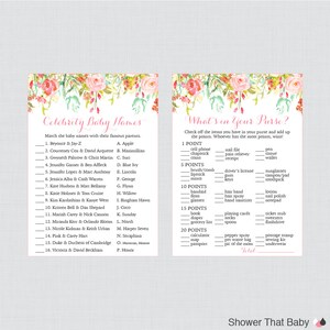 Floral Baby Shower Games Package - Seven Printable Games: Bingo, Price ...