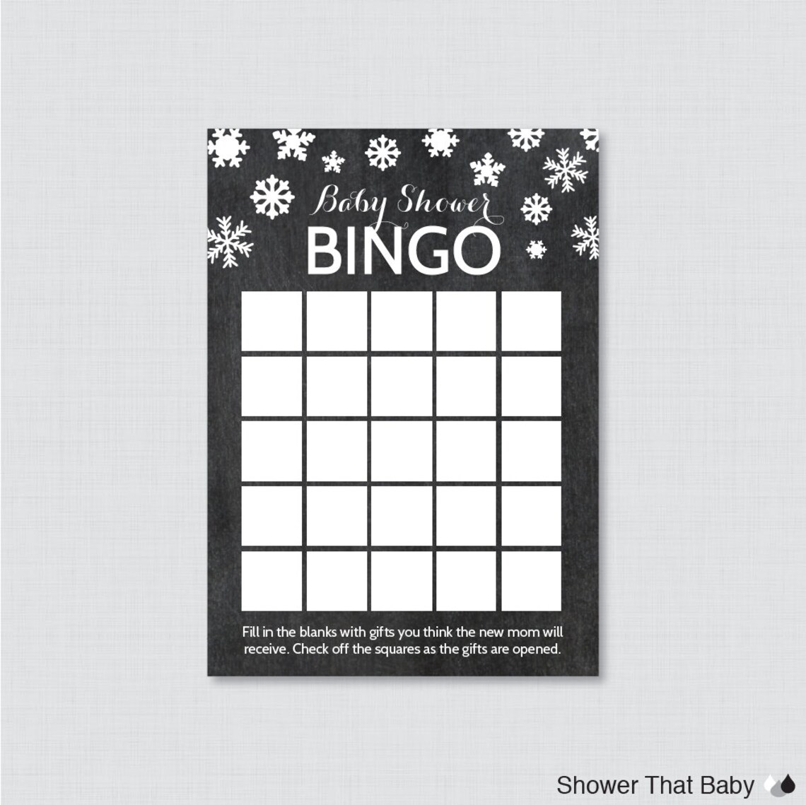 Winter Baby Shower Bingo Cards Printable Blank Bingo Cards | Etsy