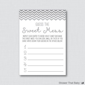 Gray Baby Shower Diaper Candy Bar Game Printable Guess the - Etsy