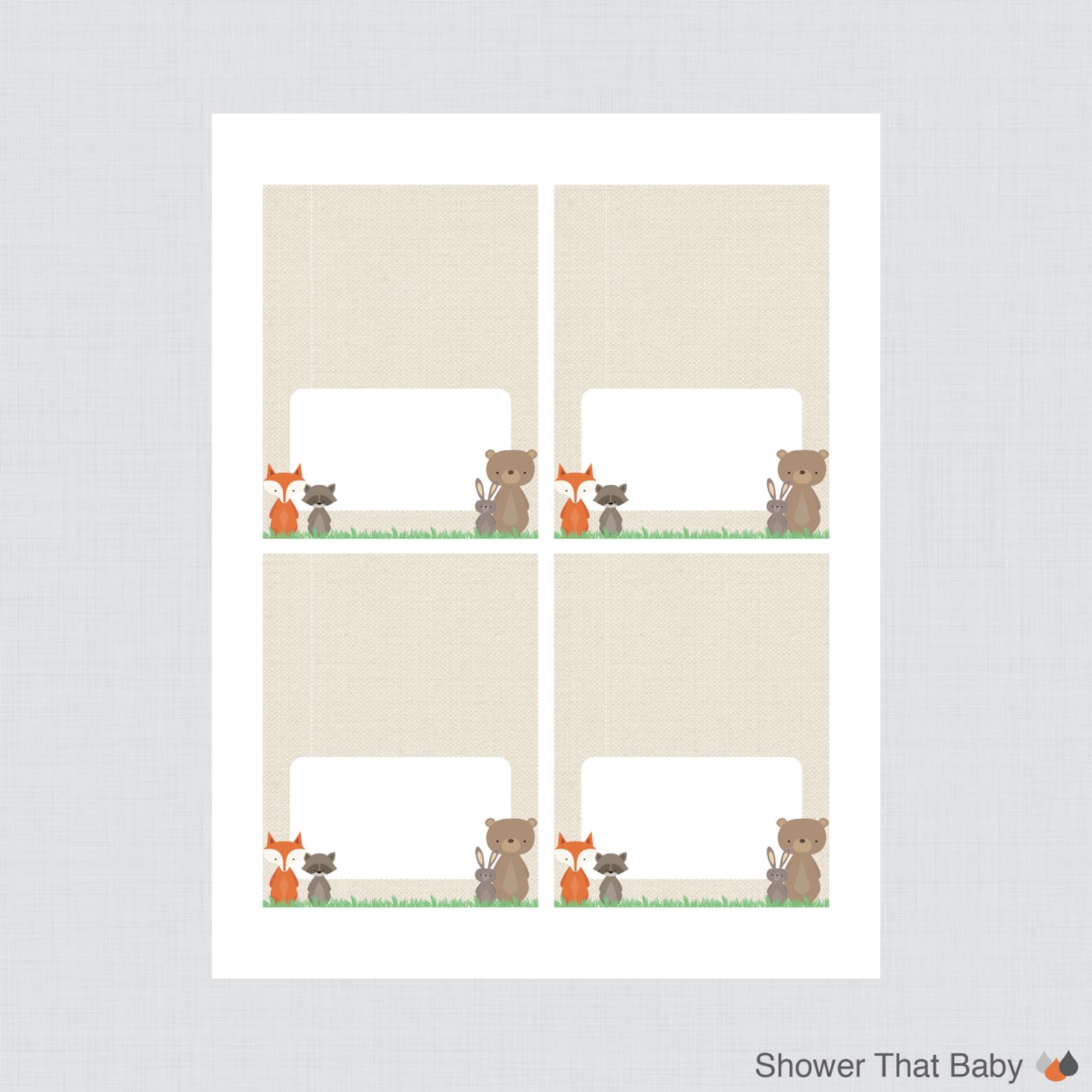 Printable Food Tent Labels Cards or Place Cards for Woodland Baby ...