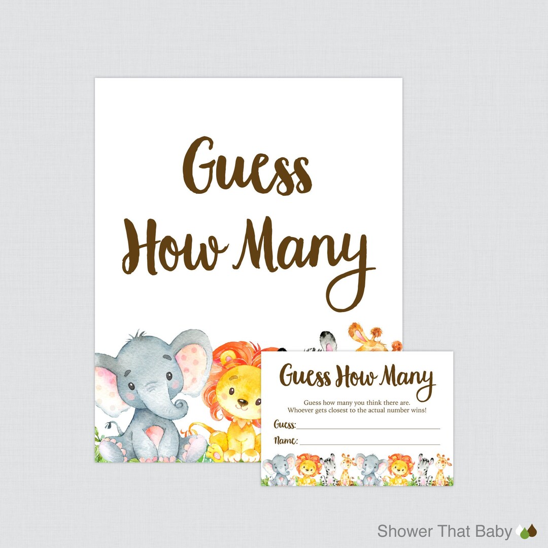 Safari Baby Shower Guess How Many Game Printable - Guess How Many ...