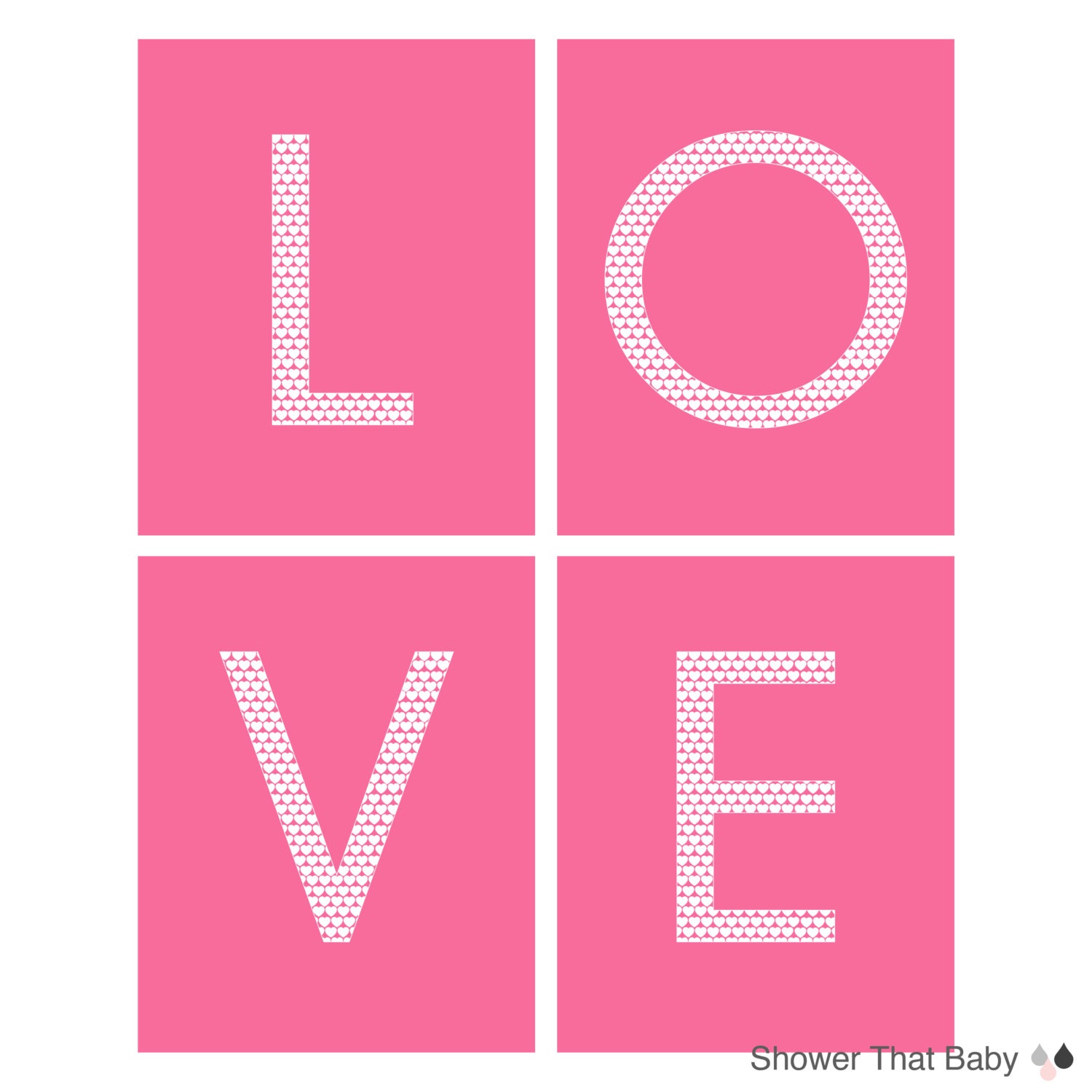 Printable Letter Art - ALL Letters - Heart Print Letters on a Hot Pink ...