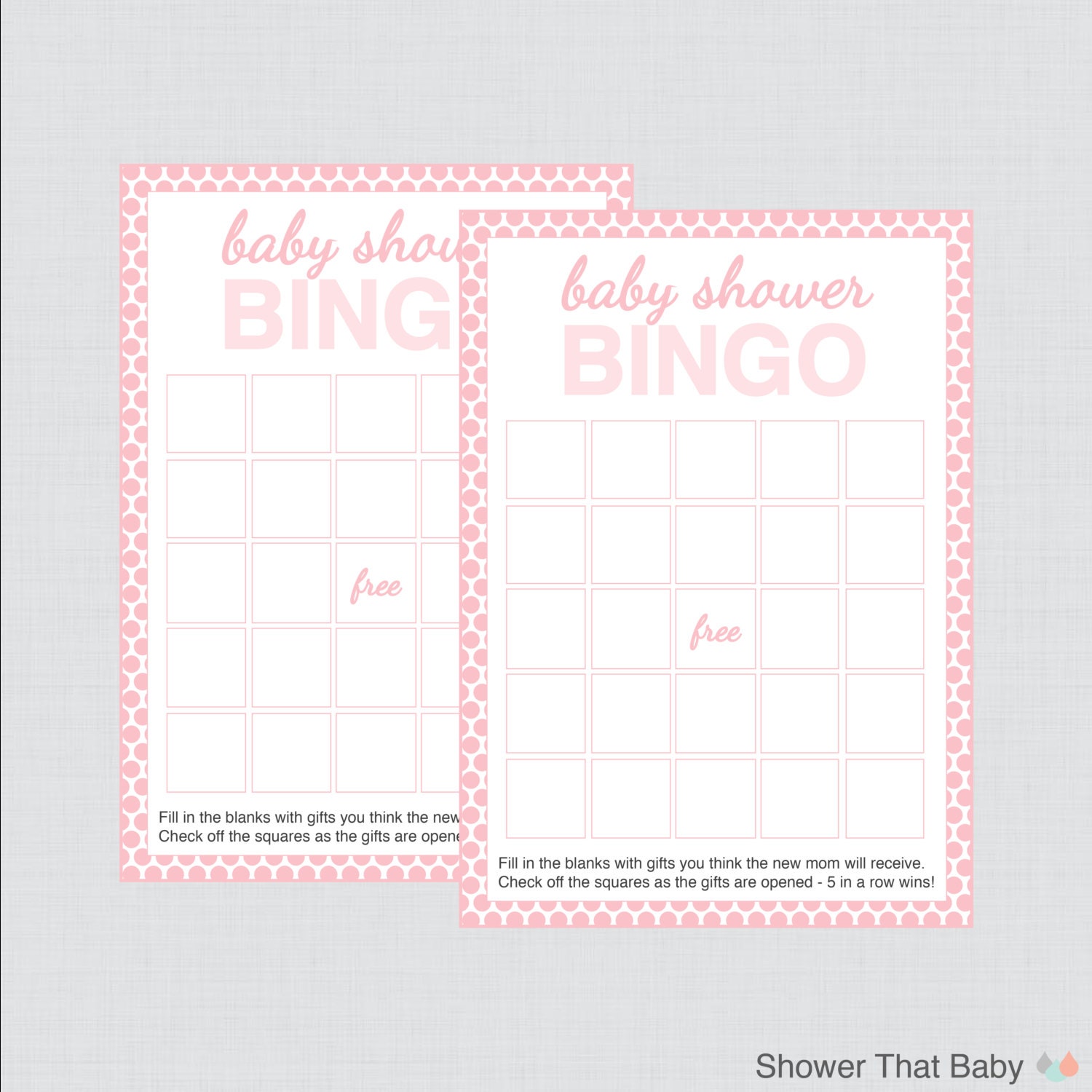 Light Pink Baby Shower Bingo Cards Blank Bingo Cards AND | Etsy