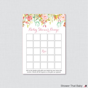 Floral Baby Shower Bingo Cards - Printable Blank Bingo Cards AND ...
