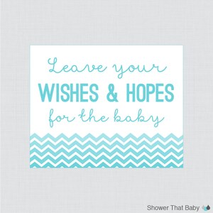 Wishes for Baby Chevron Baby Shower Activity in Aqua | Etsy