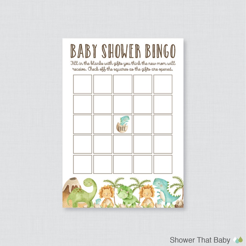 Dinosaur Baby Shower Bingo Cards - Printable Blank Bingo Cards AND ...