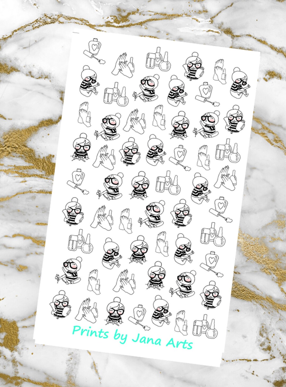 Cute Girl Cindy Mani, Pedi Planner Stickers, Stickers, - Etsy