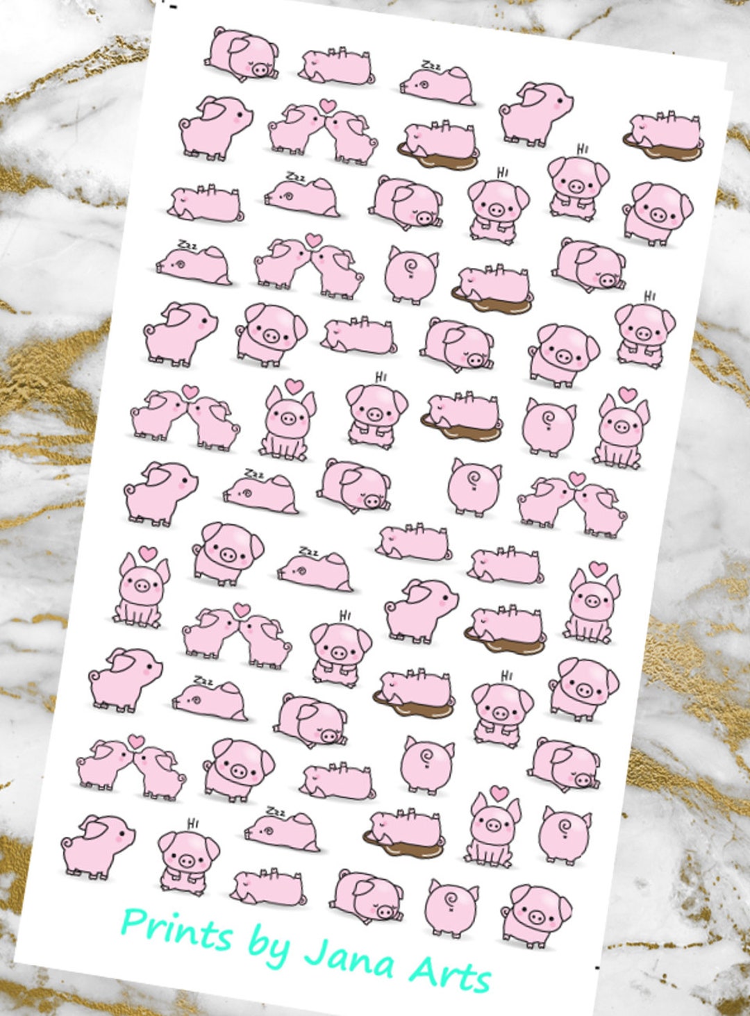 Cute Kawaii Pig Planner Sticker, Kawaii Stickers, Pig Planner Aufkleber ...