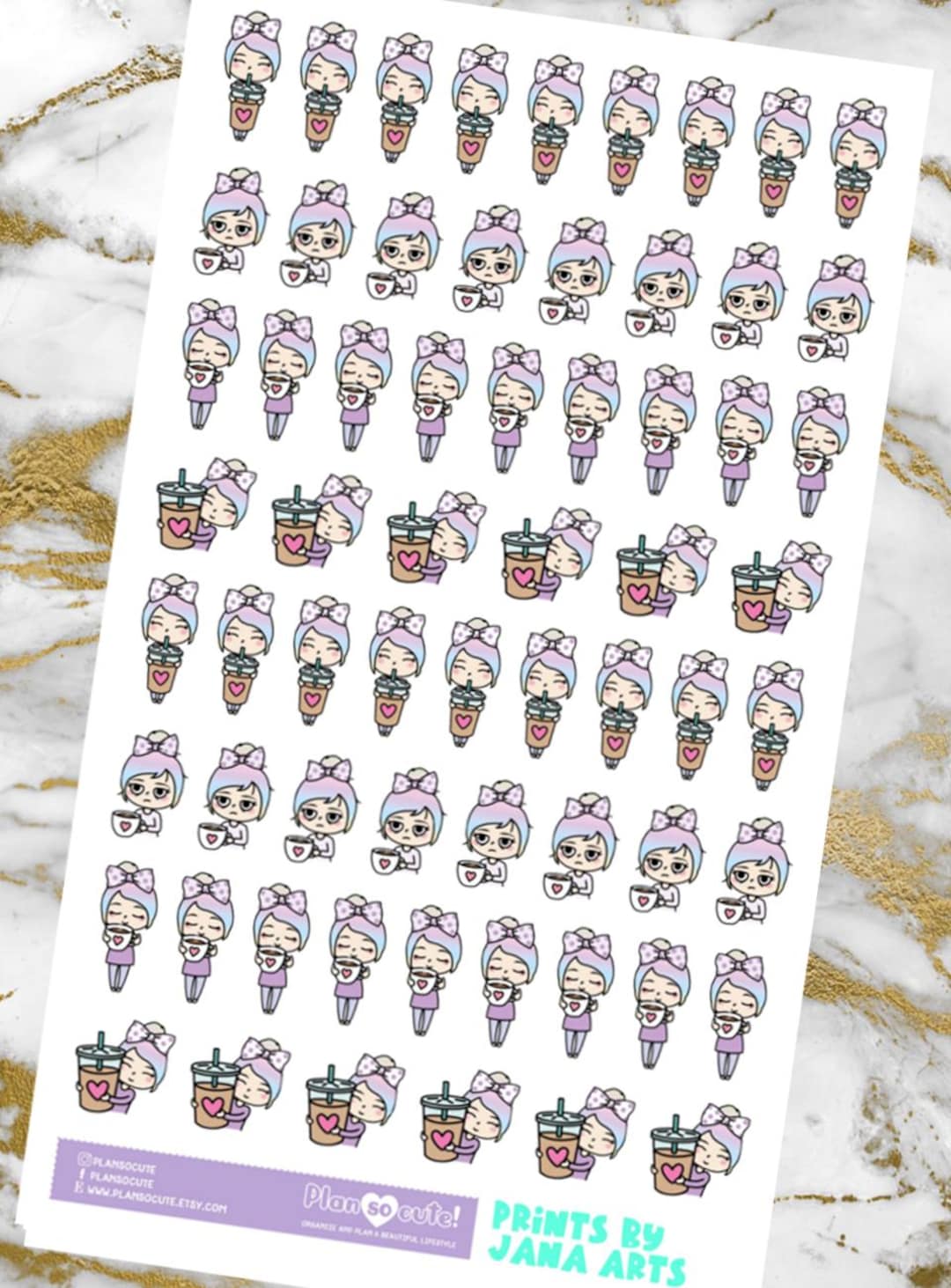 Plan so Cute Emily Coffee Planner Stickers, Stickers, Character Planner ...